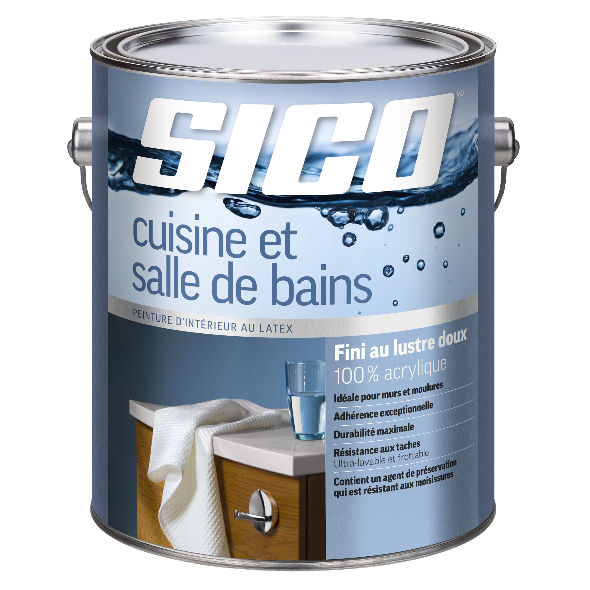 Peinture pour cuisine et salle de bain Fini lustre doux Blanc naturel ...
