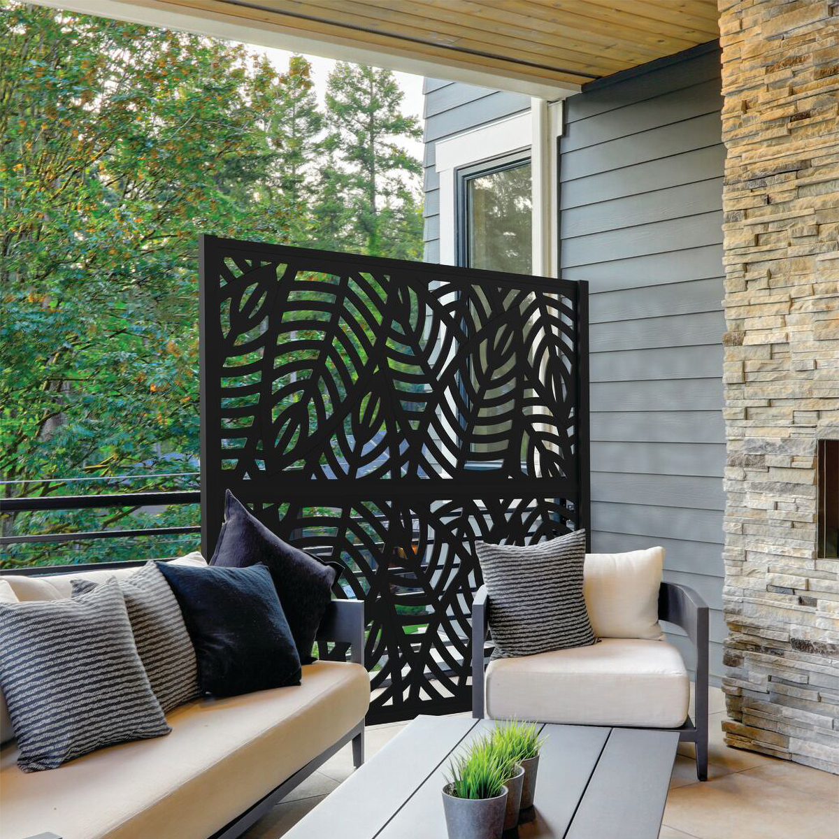 Treillis d'intimité décoratif noir | Matério