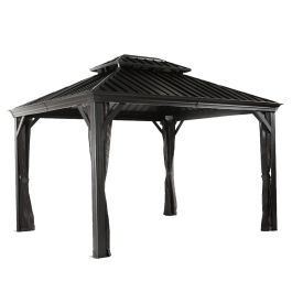 Pavillon de jardin toit double en acier galvanisé anthracite Monaco ...