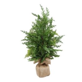 Cèdre vert d'aspect naturel avec base en jute 28 po | Matério
