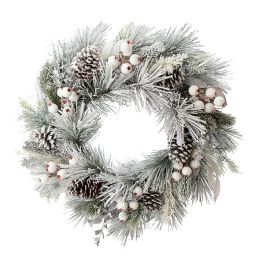 Couronne de pin mixte givrée 24 po | Matério