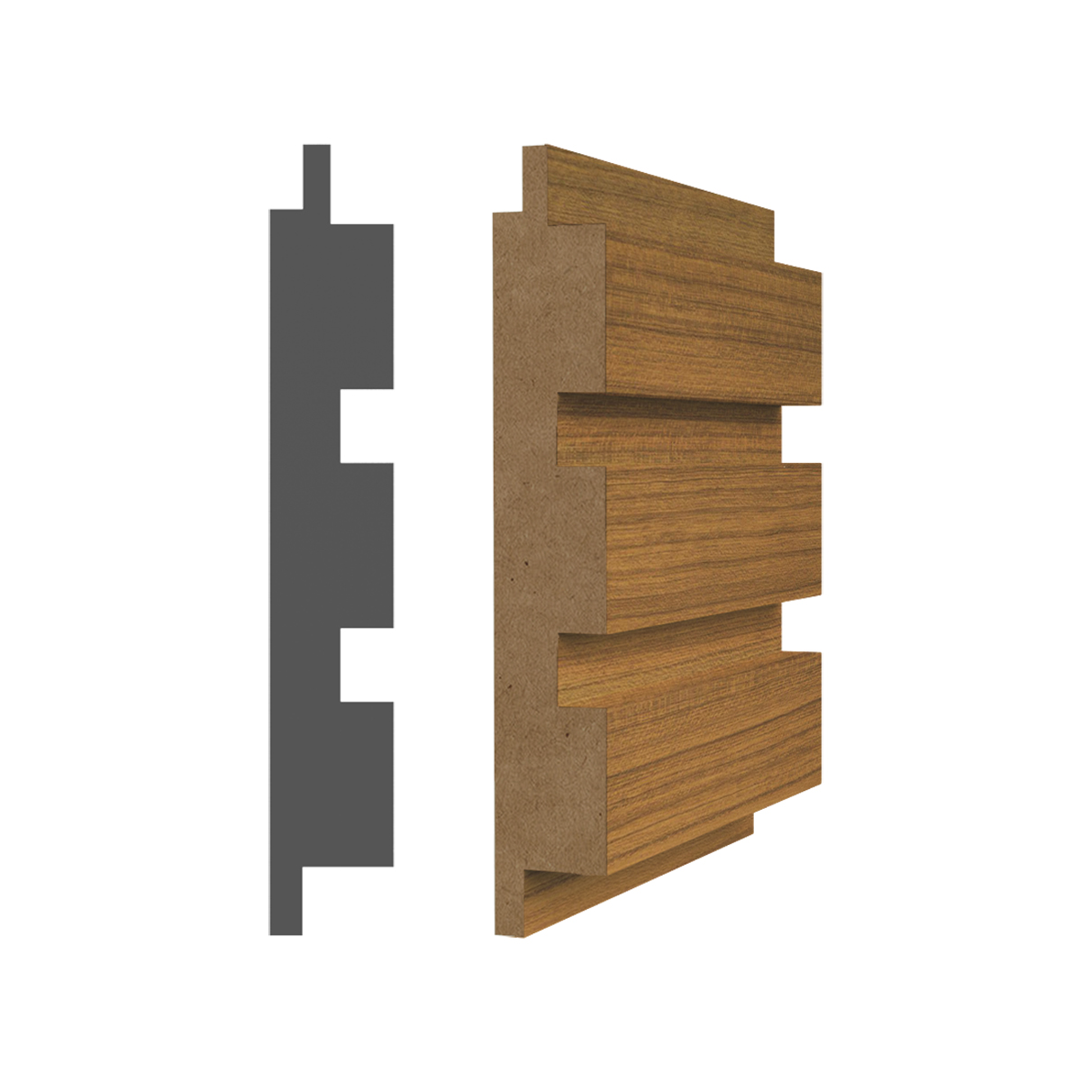 Lambris Creno-S en MDF fini teck Interbois | Matério