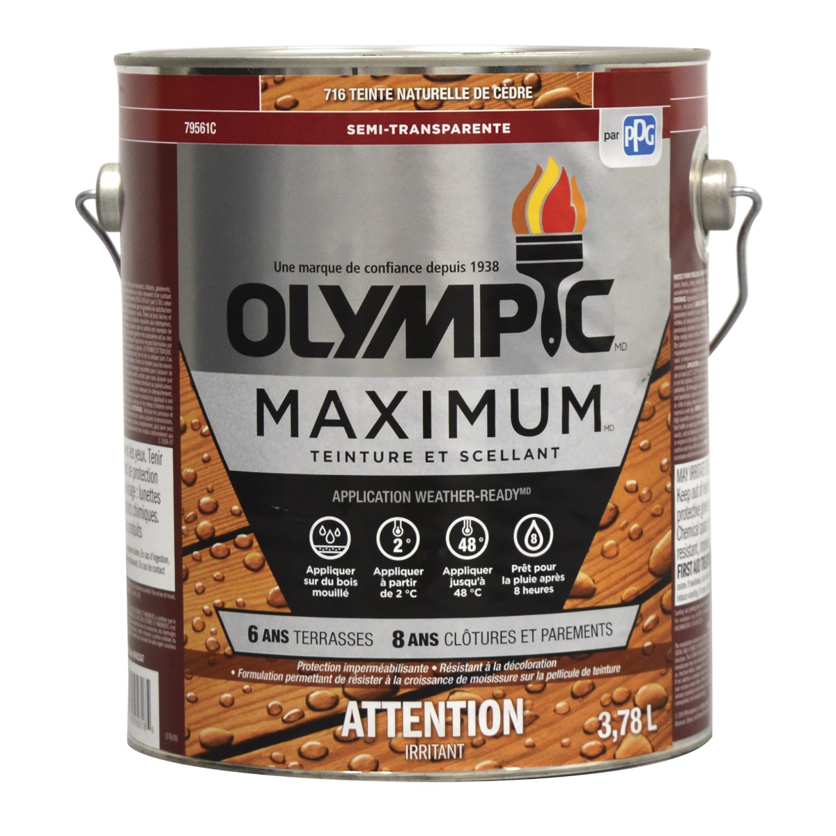 Teinture et scellant deux-en-un Maximum Semi-transparente Cèdre naturel ...