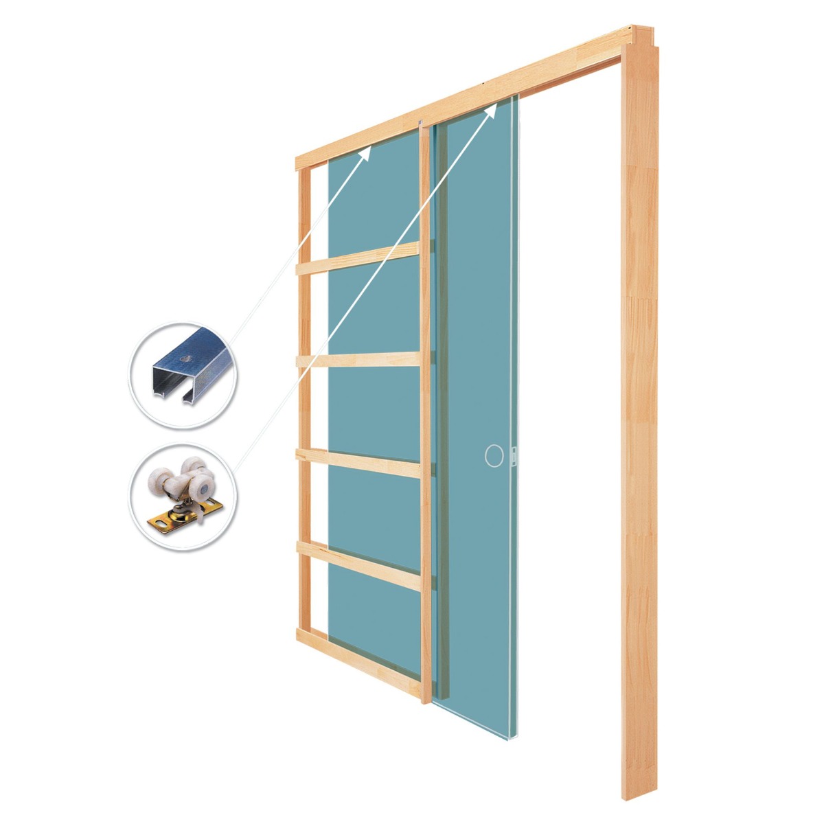 Bâti de porte escamotable avec rail et quincaillerie Concept SGA | Matério